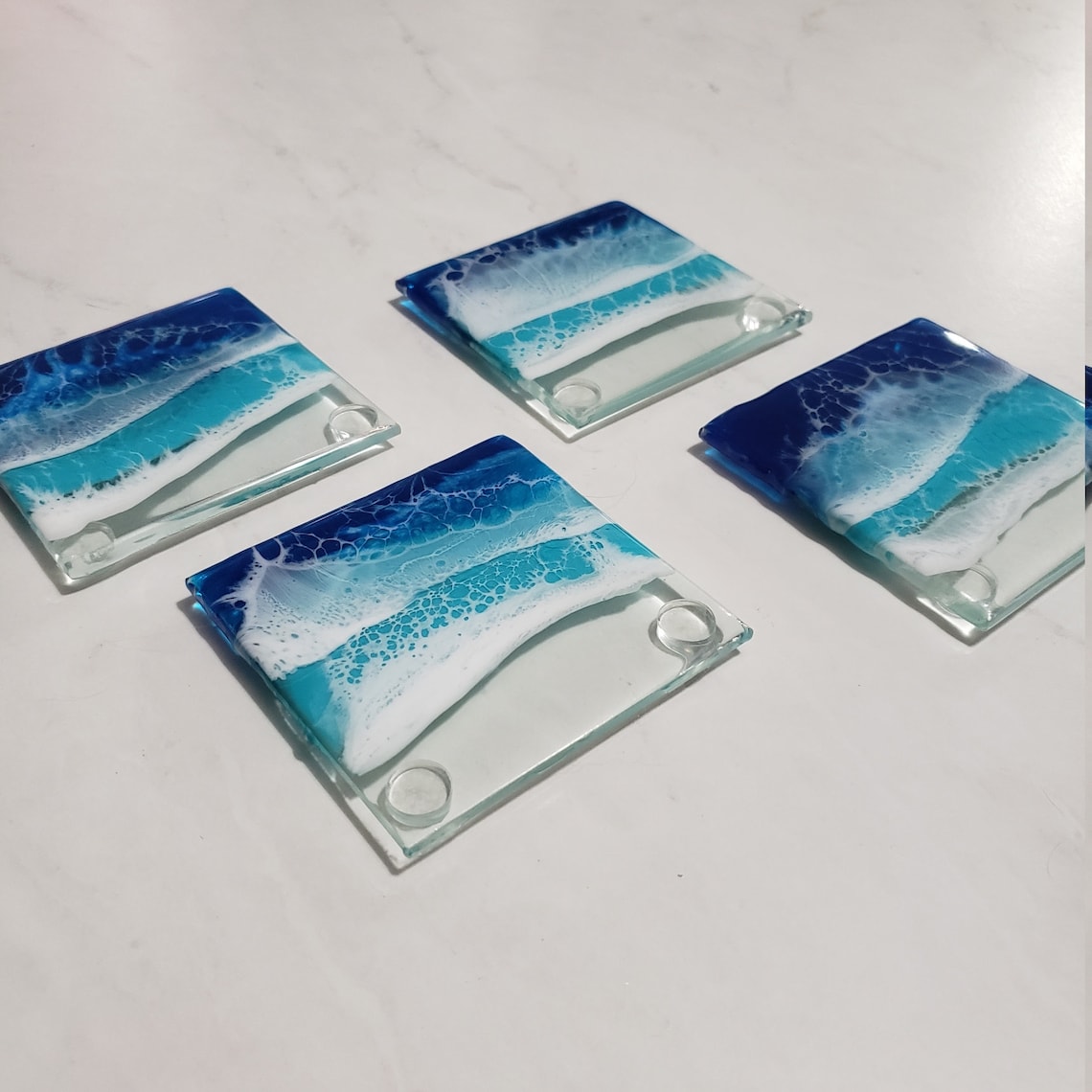 Ocean Wave Glass Coasters Set of 4 - Etsy