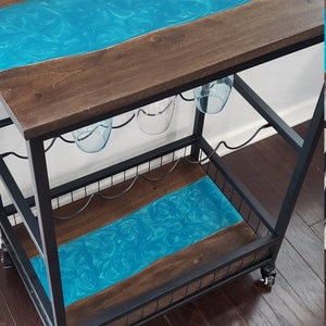 Turquoise Blue Epoxy River Bar Cart - Etsy