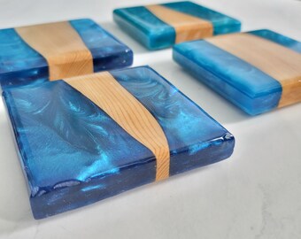Epoxy Coasters Dark Teal Epoxy Set of 4 | Etsy