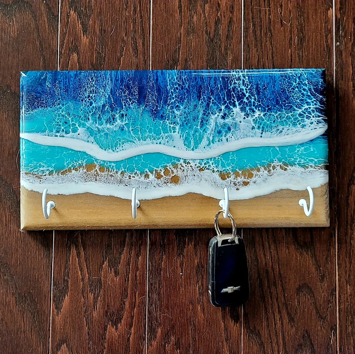 Ocean Wave Epoxy Key Ring Holder - Etsy