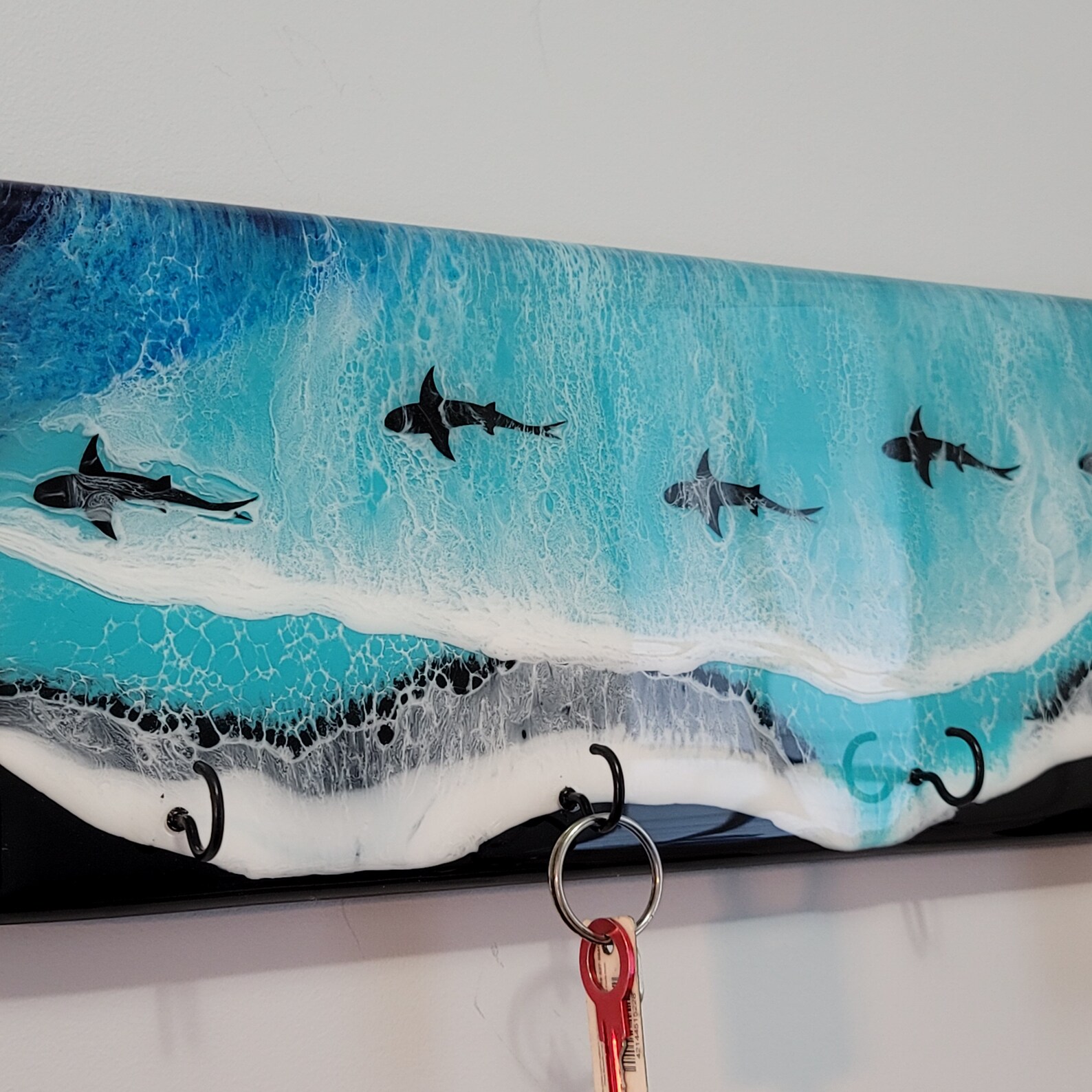 Black Ocean Wave Epoxy Resin Key Hook - Etsy