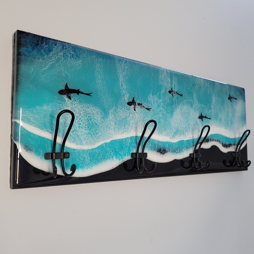 Black Beach Ocean Wave Coat Rack - Etsy