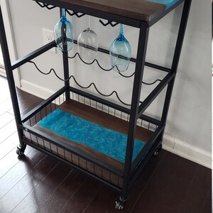 Turquoise Blue Epoxy River Bar Cart - Etsy