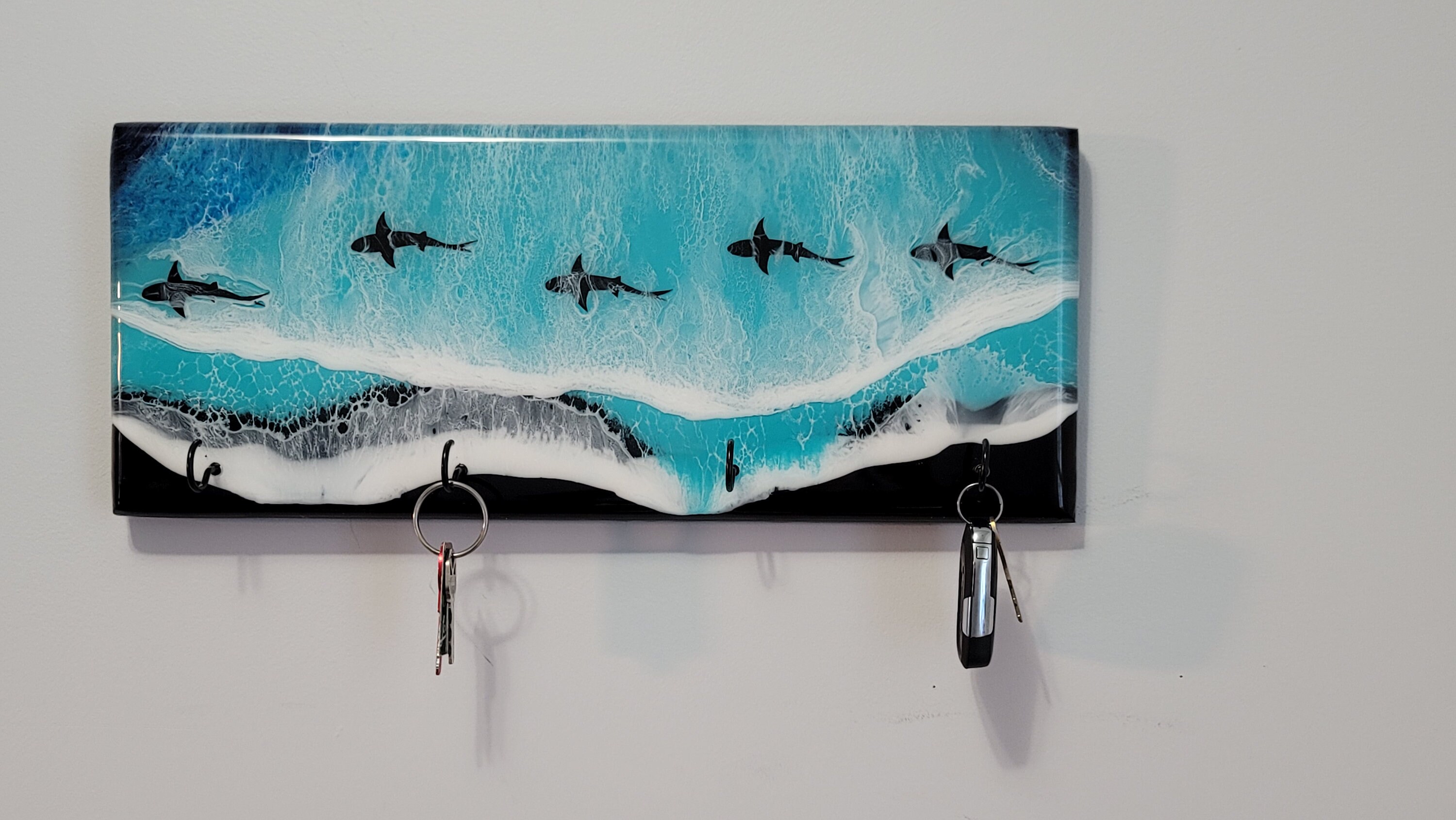 Black Ocean Wave Epoxy Resin Key Hook - Etsy