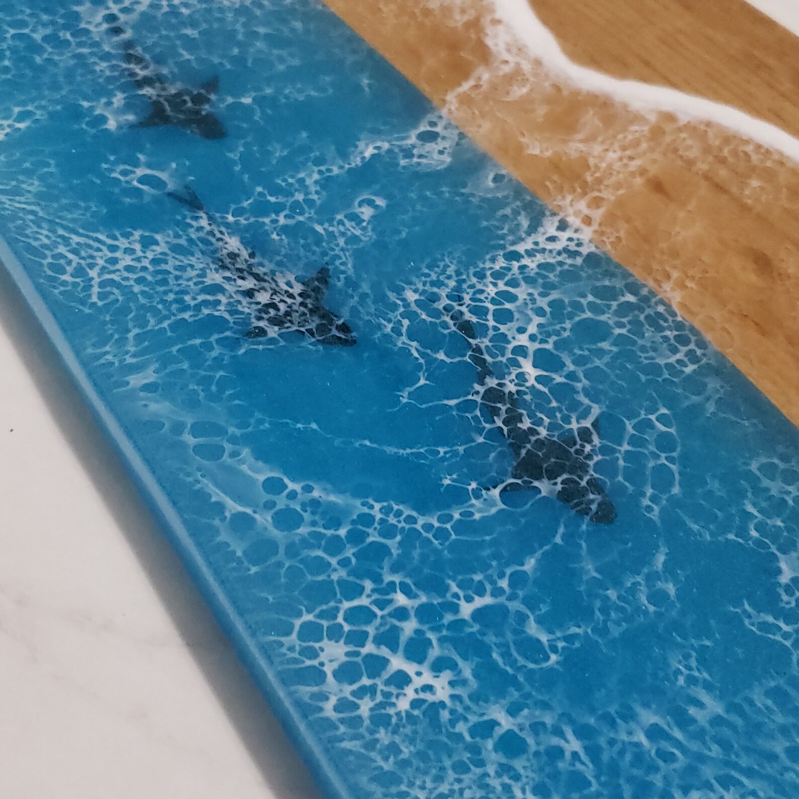 Sneaky Shark Epoxy River Charcuterie Board W/ Ocean Waves - Etsy