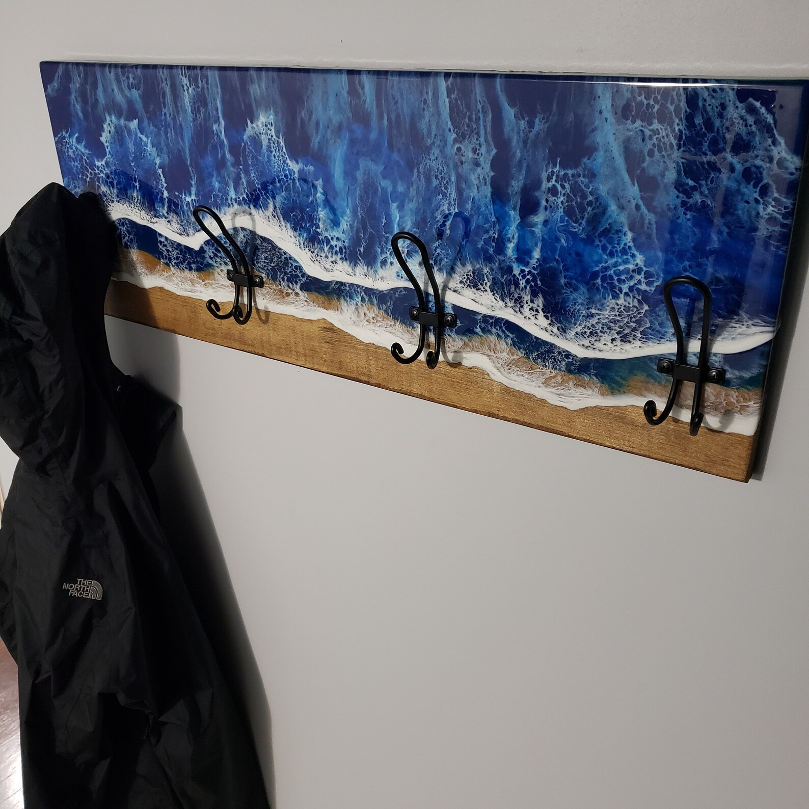 Deep Blue Ocean Wave Wall Mounted Coat Rack - Etsy