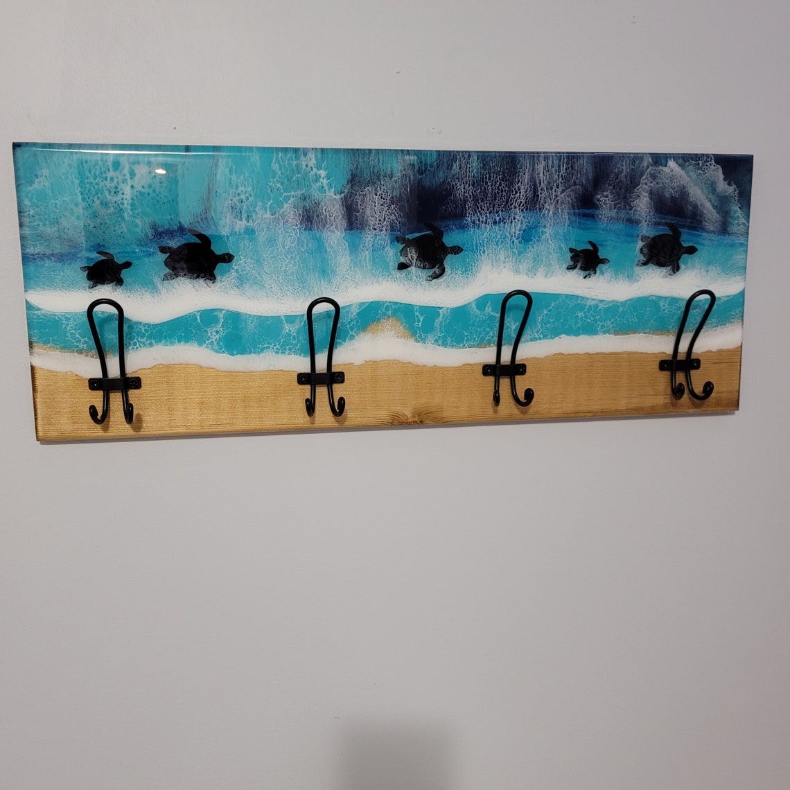 Ocean Wave Coat Rack With Sea Turtles - Etsy