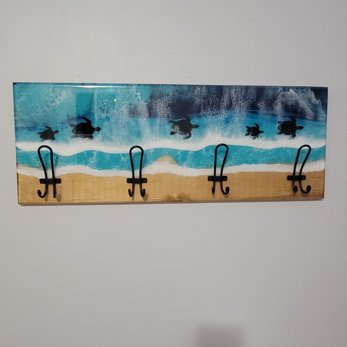 Ocean Wave Coat Rack With Sea Turtles - Etsy