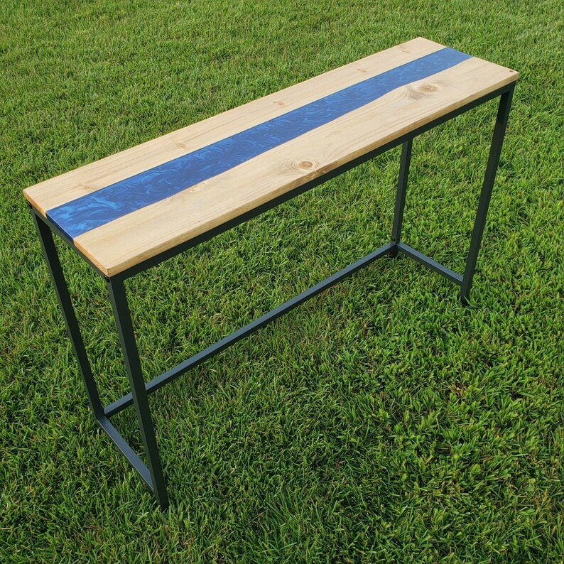 Pacific Blue Epoxy River Console Table With Black Metal Legs - Etsy