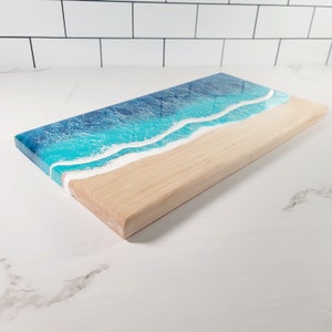 Ocean Wave Maple Epoxy Charcuterie Board W/ Handles | Cheese Board ...