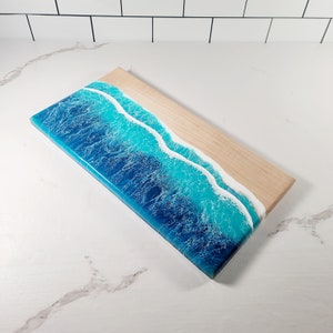 Ocean Wave Maple Epoxy Charcuterie Board W/ Handles | Cheese Board ...