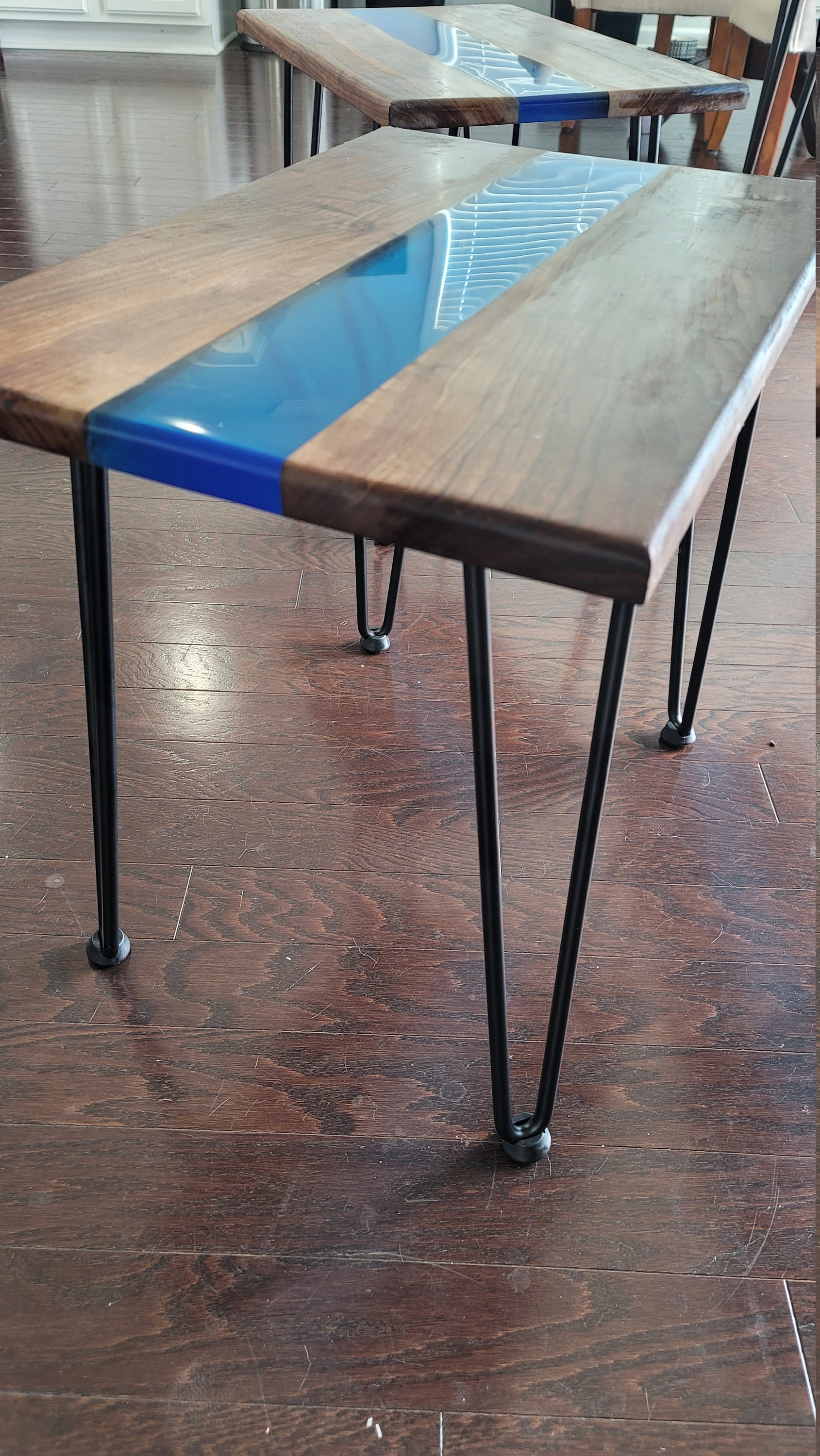 Walnut Epoxy River Table Transparent Ocean Blue Epoxy River | Etsy