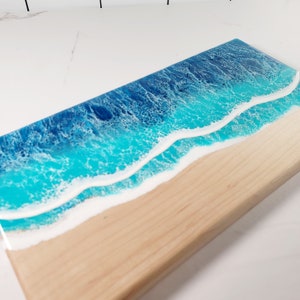 Ocean Wave Maple Epoxy Charcuterie Board W/ Handles | Cheese Board ...