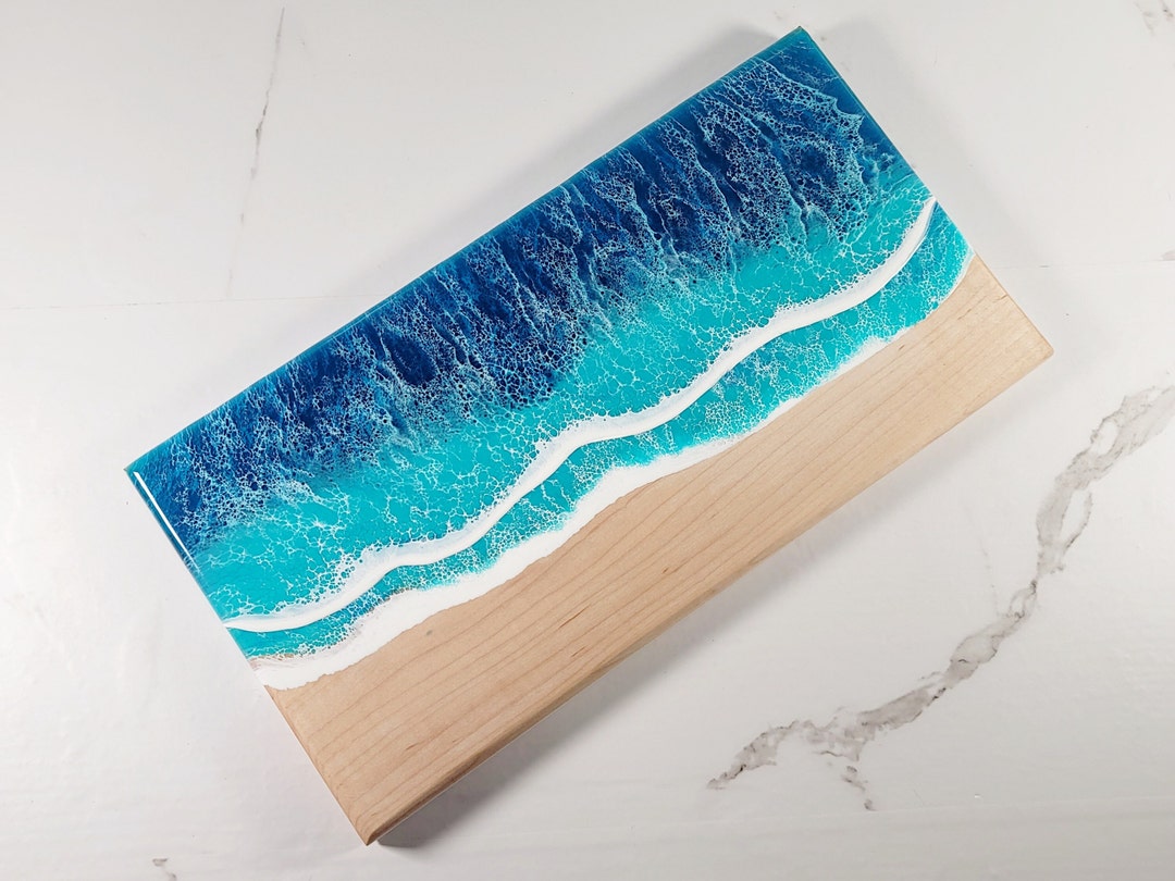 Ocean Wave Maple Epoxy Charcuterie Board W/ Handles | Cheese Board ...