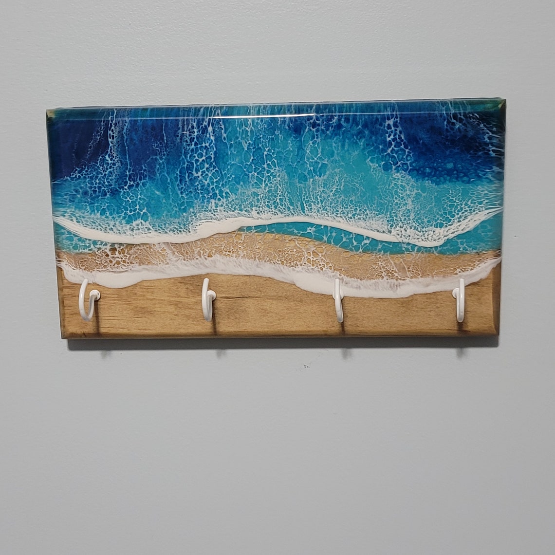 Ocean Wave Epoxy Key Ring Holder - Etsy