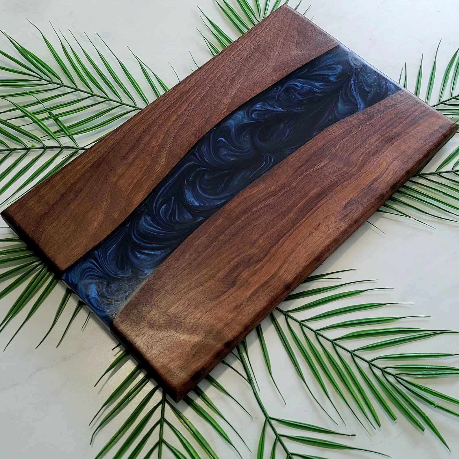 Walnut Wood With Navy Epoxy Resin River Charcuterie Board - Etsy