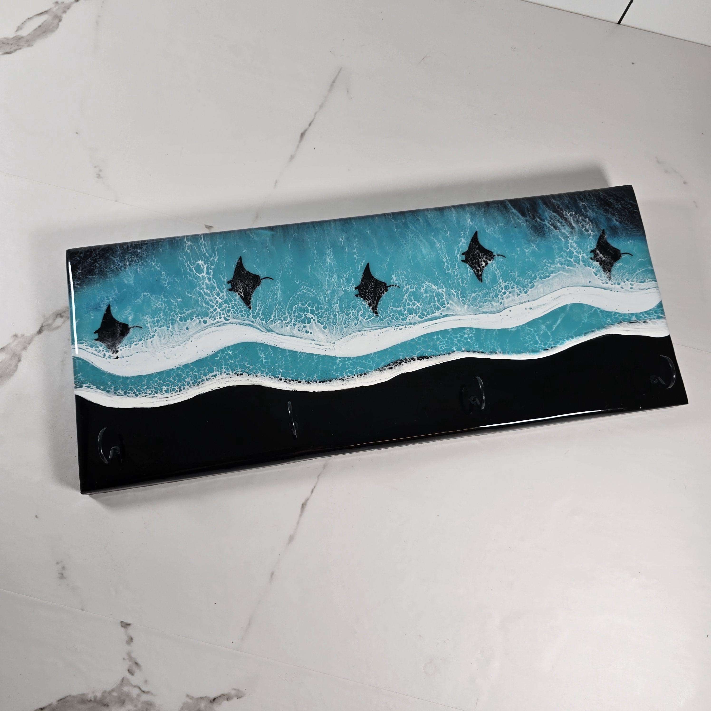 Black Ocean Wave Epoxy Resin Key Hook - Etsy