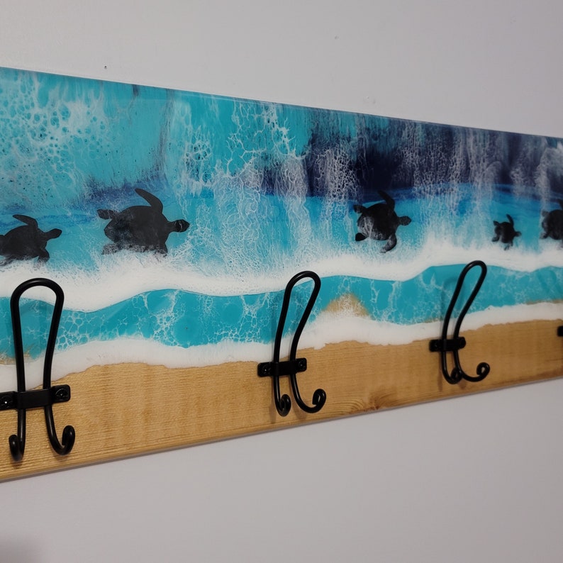 Ocean Wave Coat Rack With Sea Turtles - Etsy