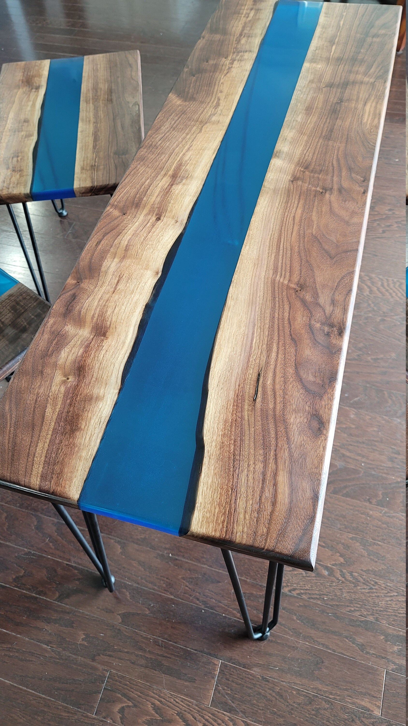 Walnut Epoxy River Table Transparent Ocean Blue Epoxy River | Etsy