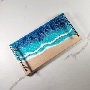 Ocean Wave Maple Epoxy Charcuterie Board W/ Handles | Cheese Board ...