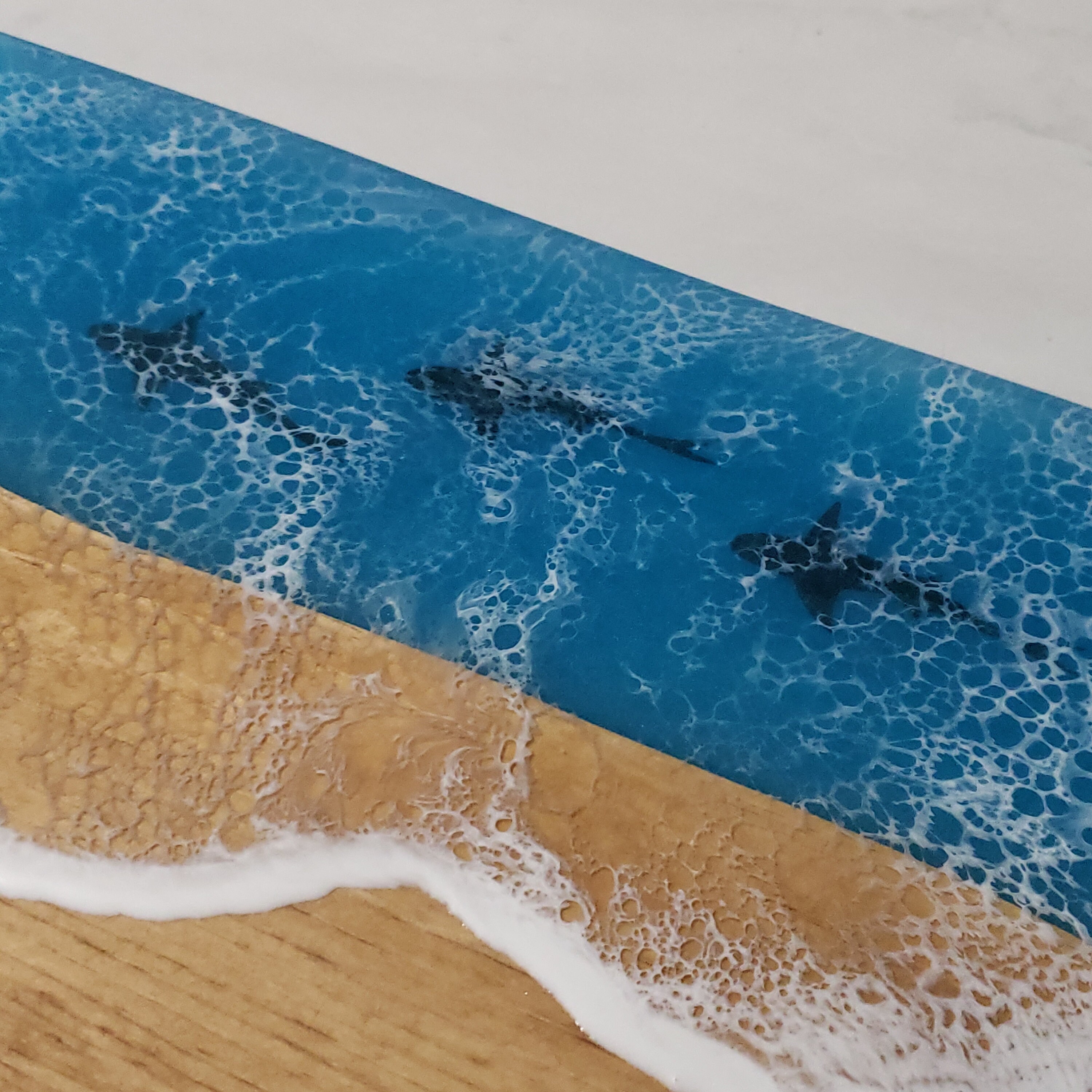 Sneaky Shark Epoxy River Charcuterie Board W/ Ocean Waves | Etsy