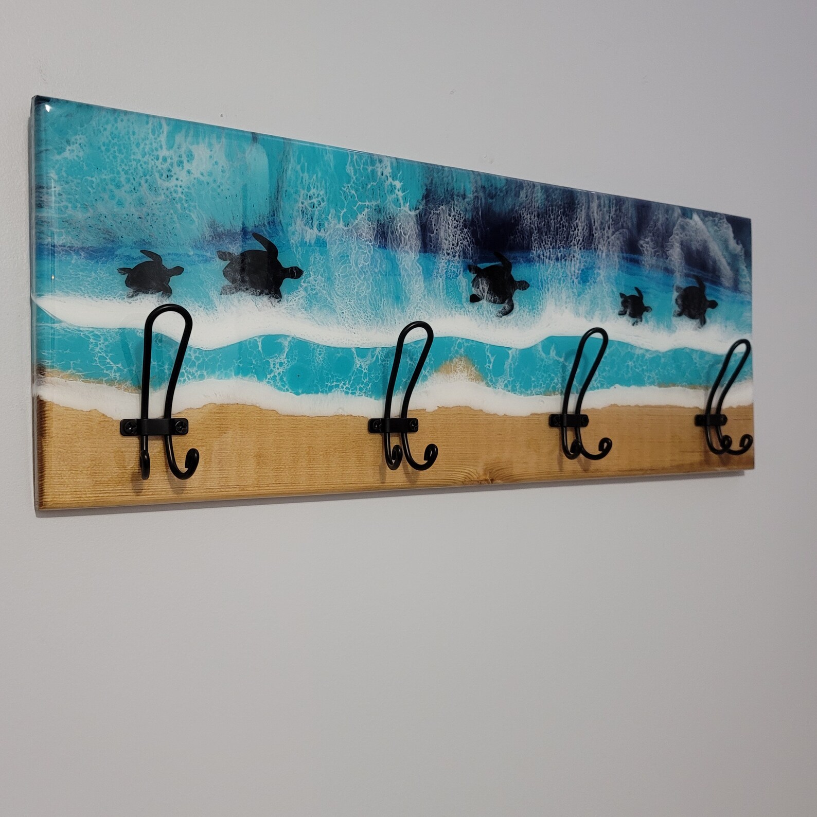 Ocean Wave Coat Rack With Sea Turtles - Etsy