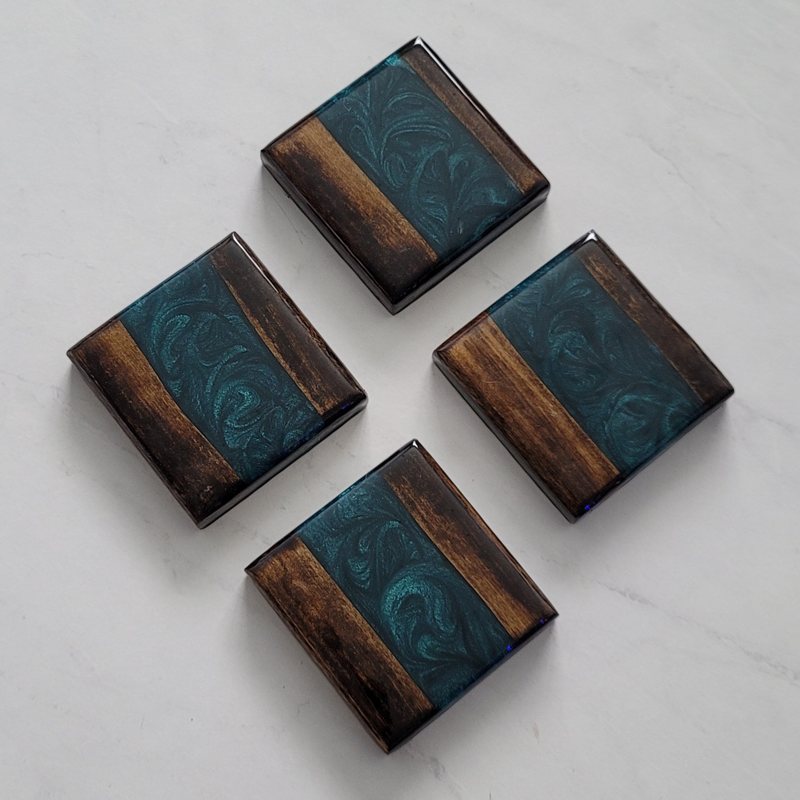 Epoxy Coasters Dark Teal Epoxy Set of 4 - Etsy
