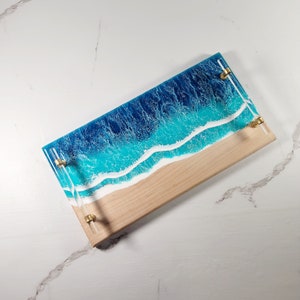 Ocean Wave Maple Epoxy Charcuterie Board W/ Handles | Cheese Board ...