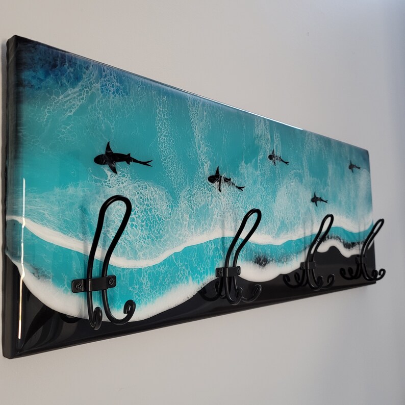 Black Beach Ocean Wave Coat Rack - Etsy