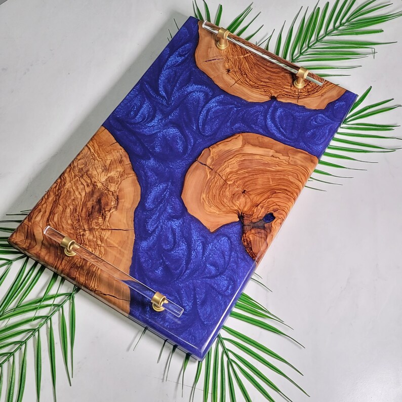 Olive Wood Charcuterie Board With Purple Epoxy Cheese Board - Etsy