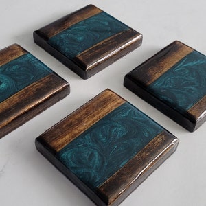 Epoxy Coasters | Dark Teal Epoxy | Set of 4 | - Etsy