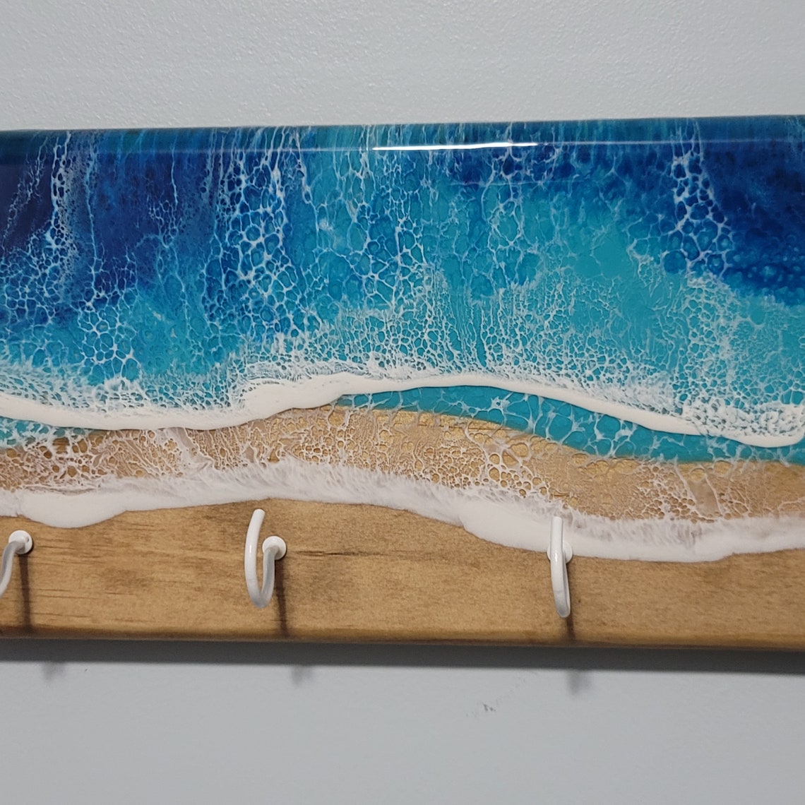 Ocean Wave Epoxy Key Ring Holder - Etsy