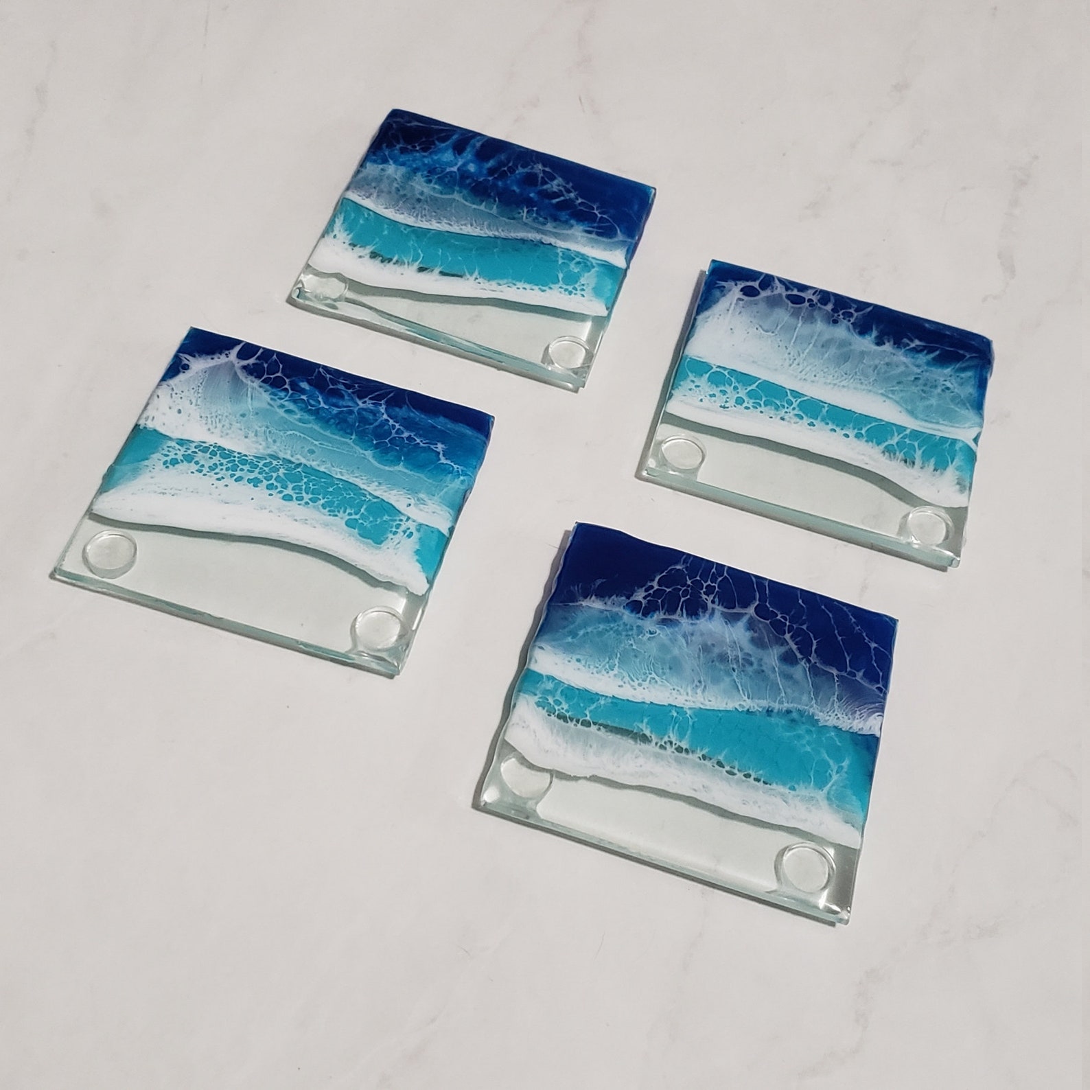 Ocean Wave Glass Coasters Set of 4 - Etsy