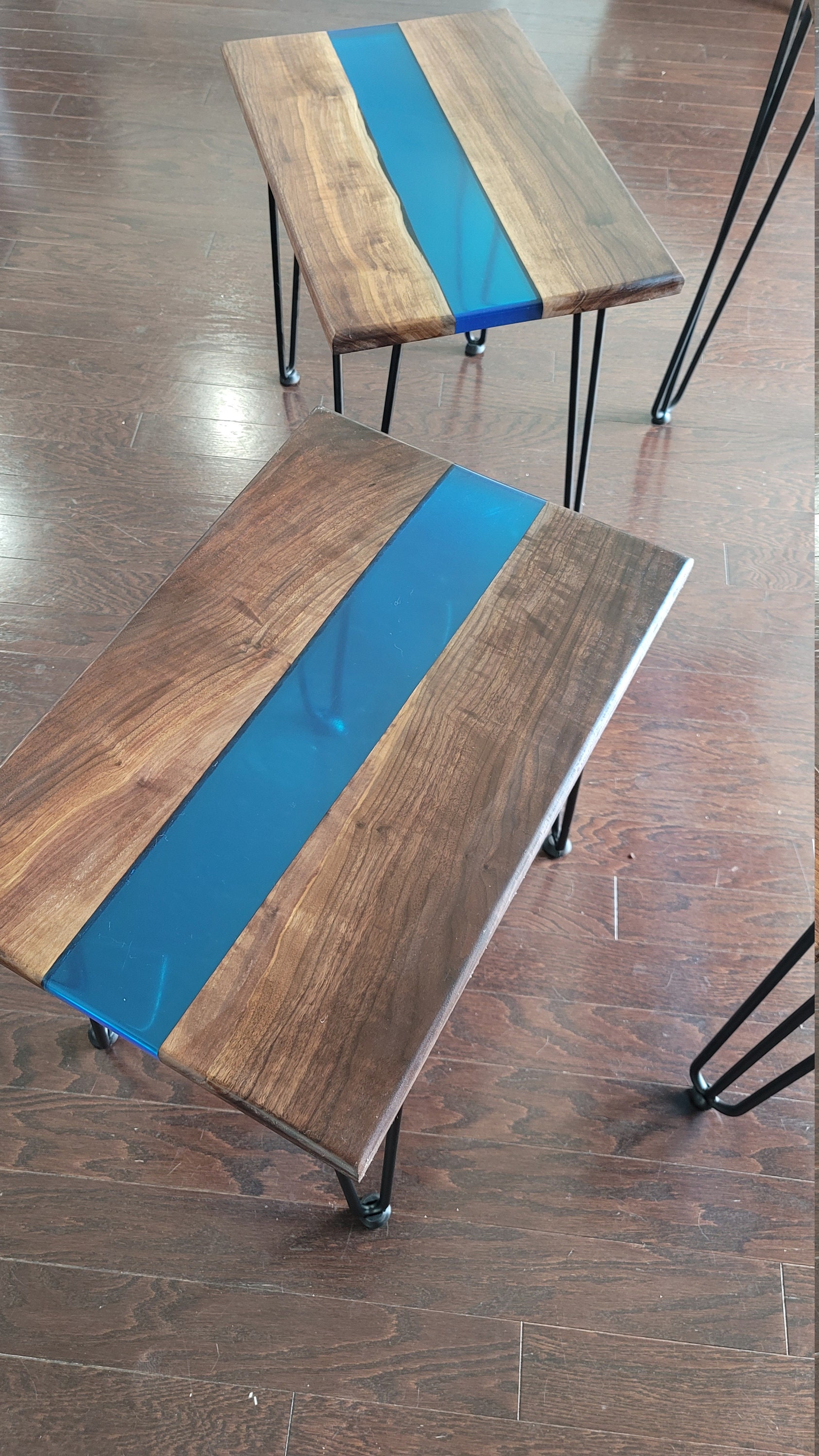 Walnut Epoxy River Table Transparent Ocean Blue Epoxy River - Etsy