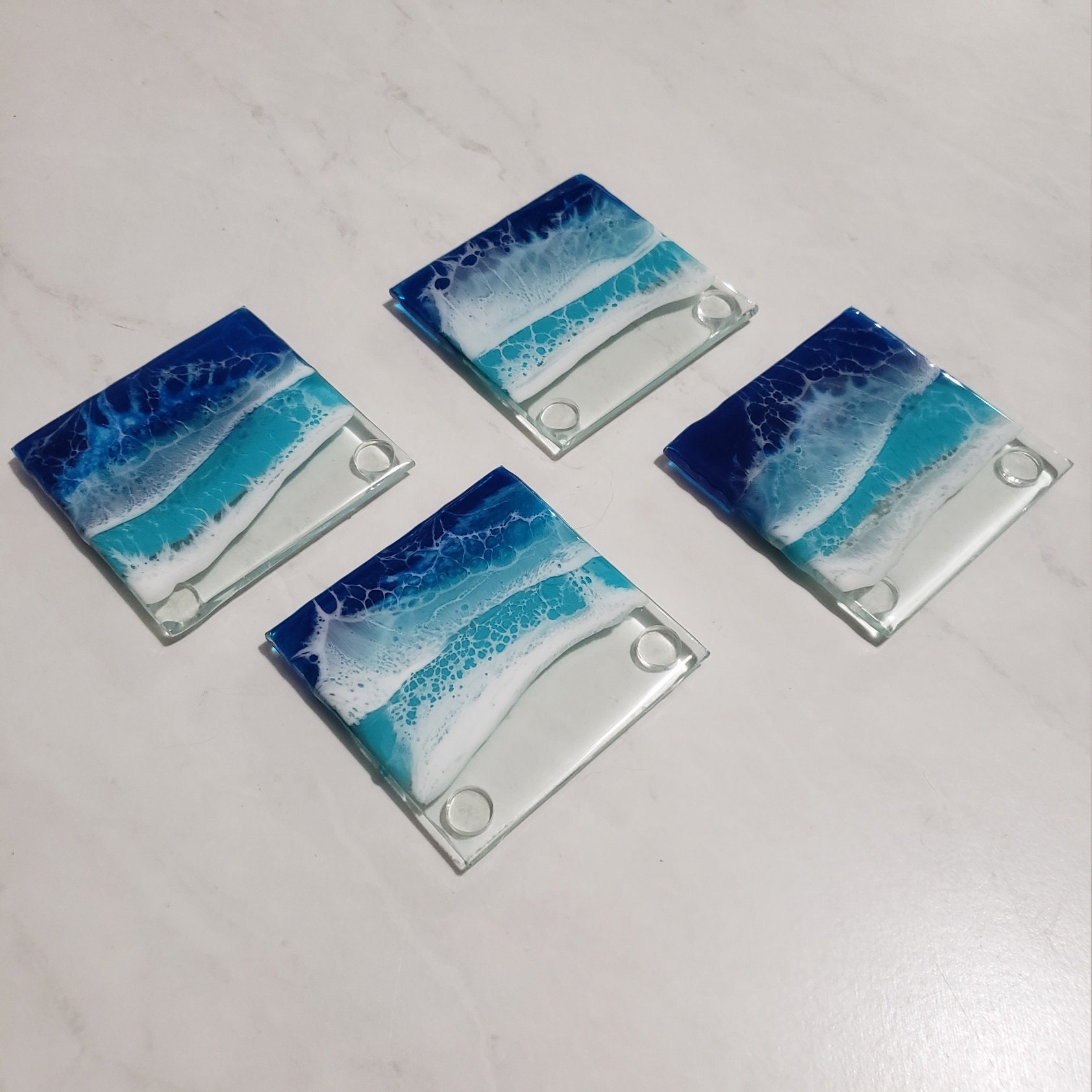 Ocean Wave Glass Coasters Set of 4 - Etsy