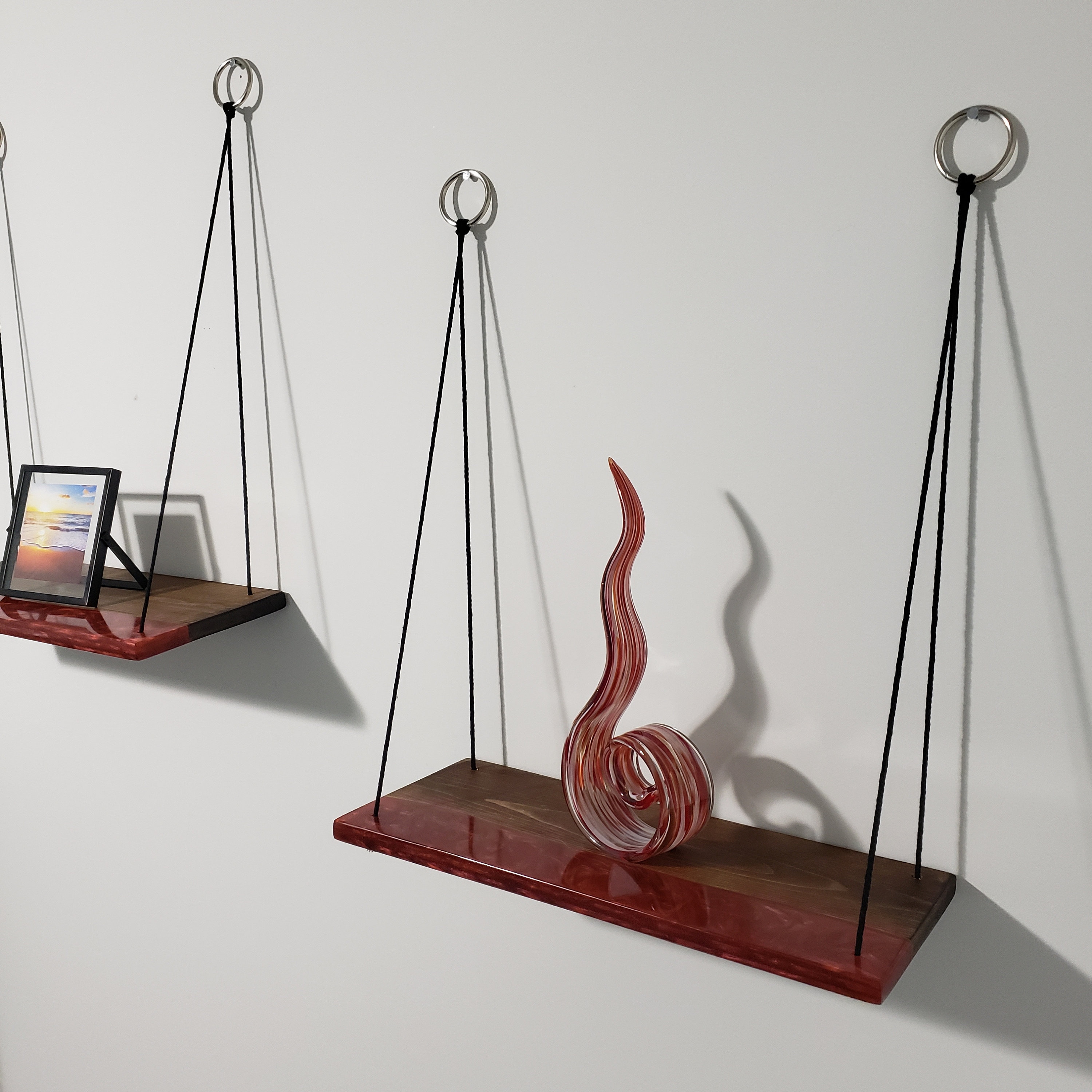 Epoxy River Hanging Shelves Set of 2 Wine Red | Etsy