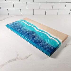 Ocean Wave Maple Epoxy Charcuterie Board W/ Handles | Cheese Board ...