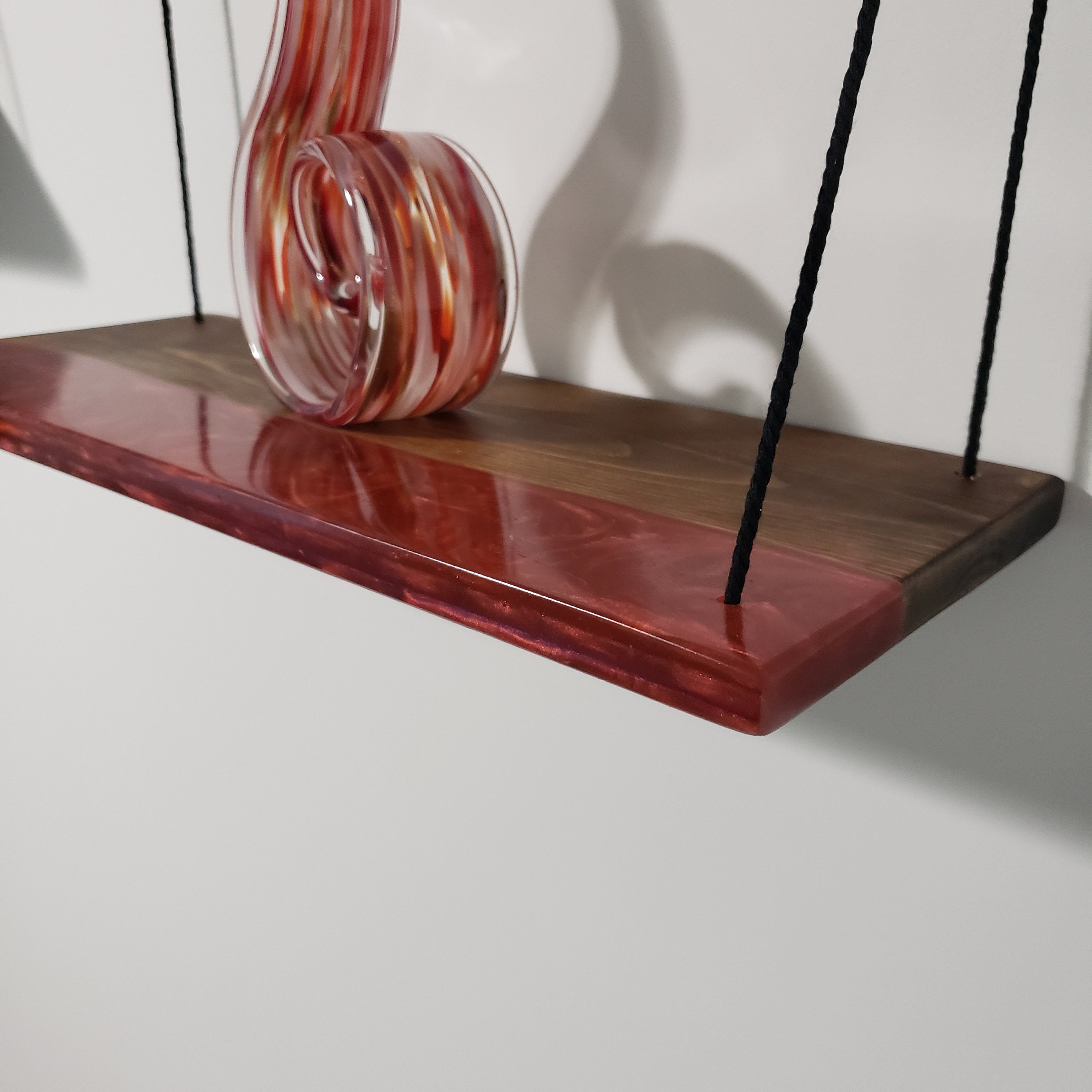 Epoxy River Hanging Shelves Set of 2 Wine Red | Etsy