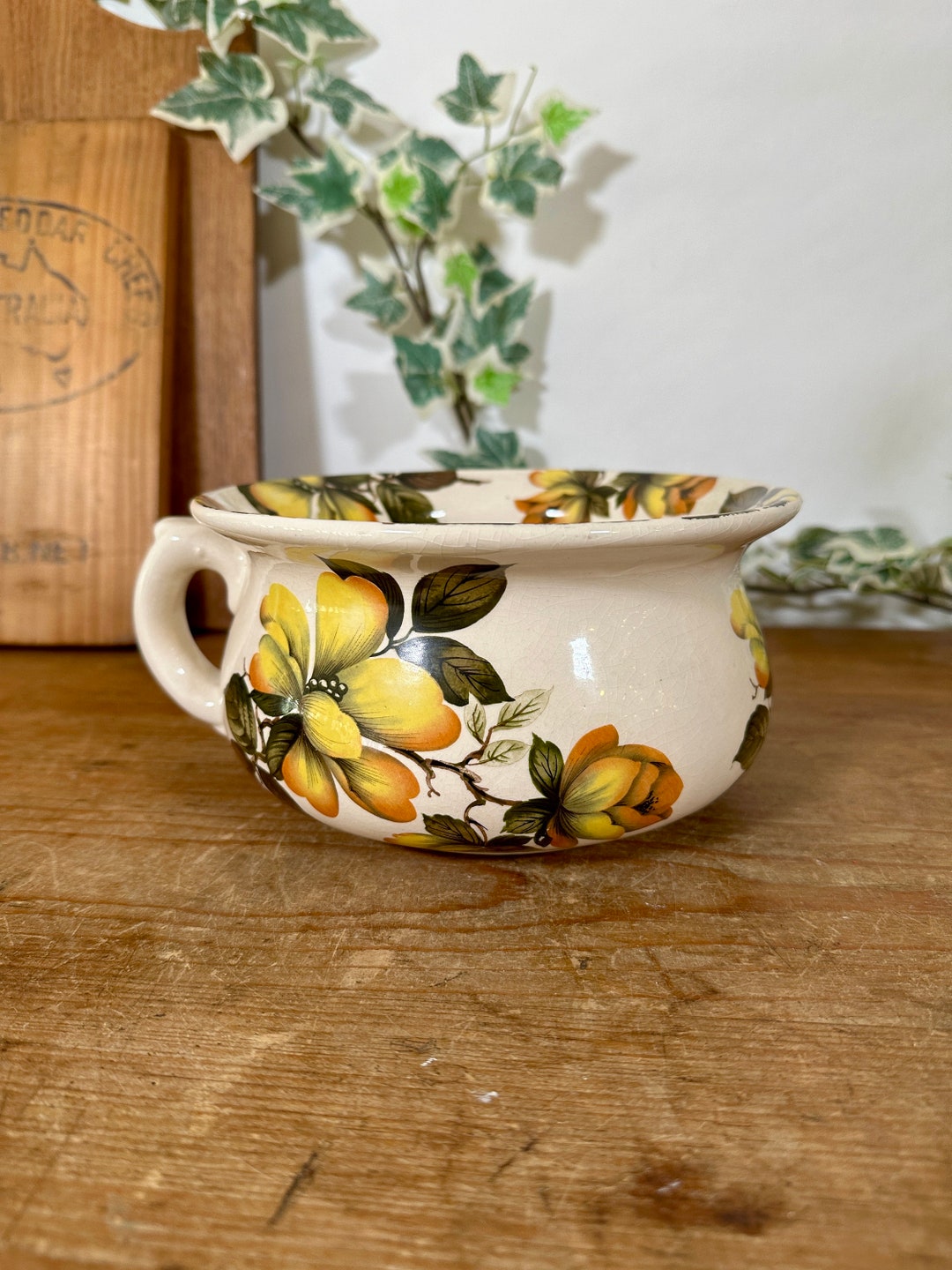 Vintage Small Floral Pottery Chamber Pot Floral Plant Pot Chamber Pot ...