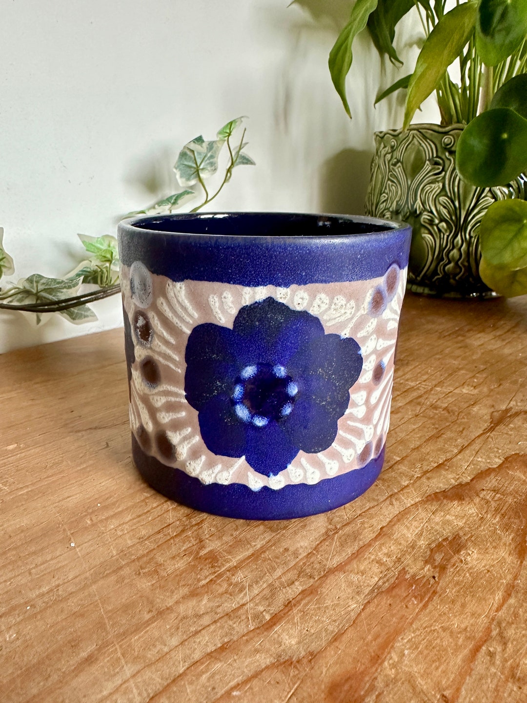 Vintage West Germany Blue Floral Plant Pot Vintage German - Etsy