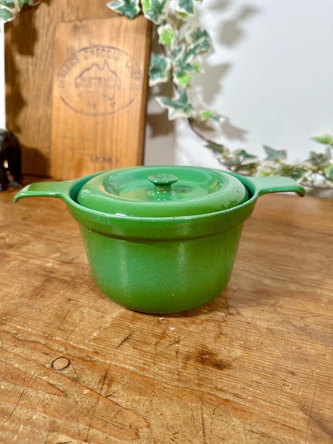 Vintage Small Radaware Cast Iron Green Casserole Dish Green Cast Iron ...