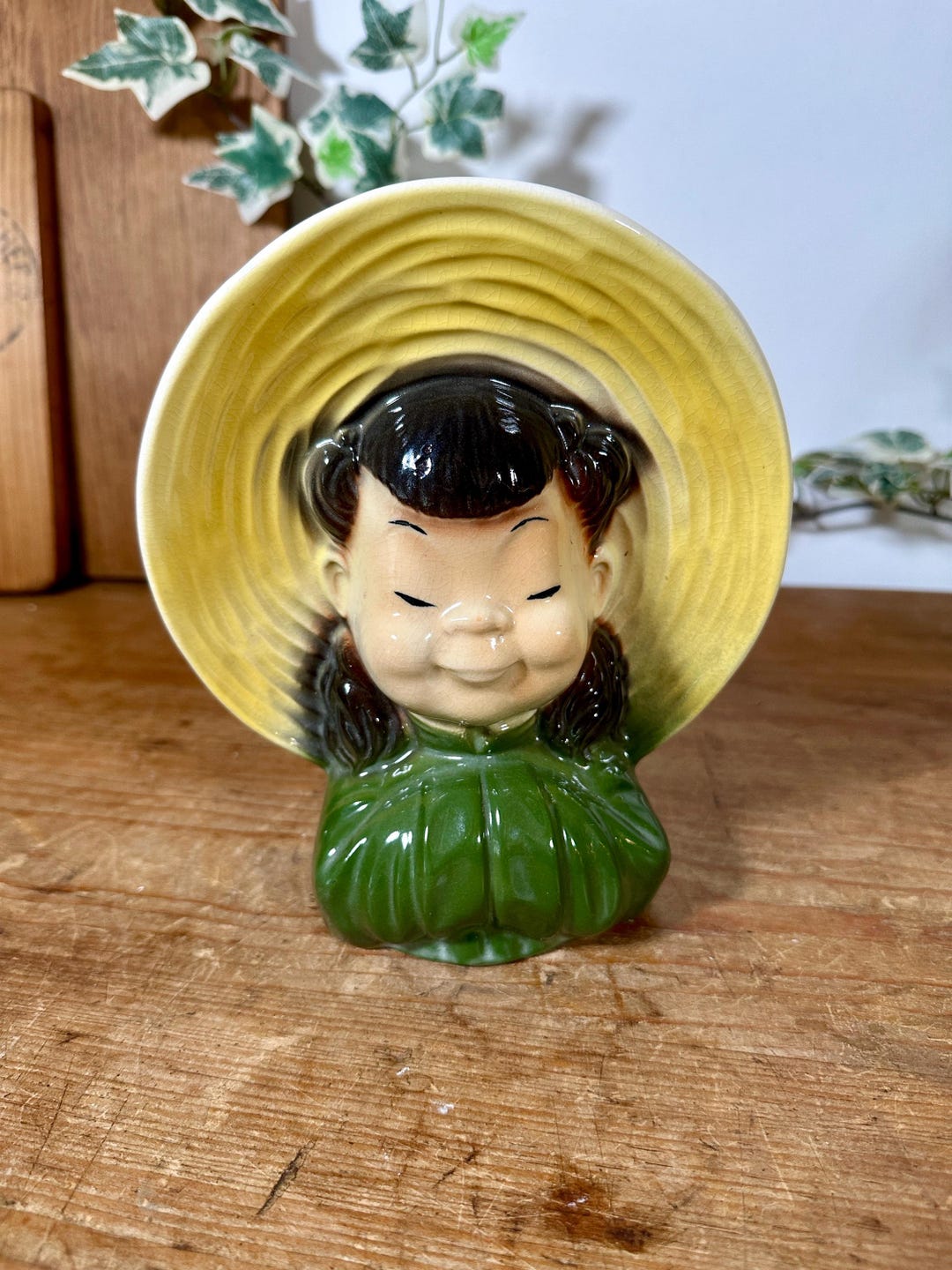 Vintage Royal Copley Asian Girl Head Wall Vase Royal Copley Pottery ...