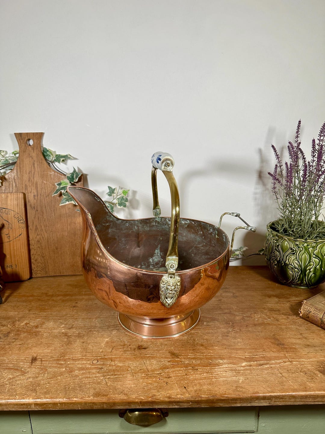 Vintage Large Copper Coal Scuttle | Vintage Copper Plant Pot | Plant ...