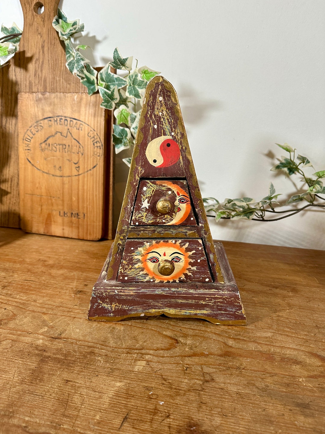 Vintage Celestial Triangle Set of Drawers Wooden Small Drawers Vintage ...