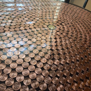 Stunning Penny Tiled Bistro Table Encased in Resin/epoxy - Etsy