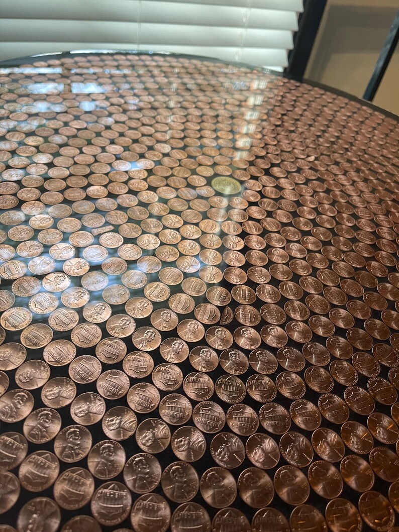 Stunning Penny Tiled Bistro Table Encased in Resin/epoxy - Etsy