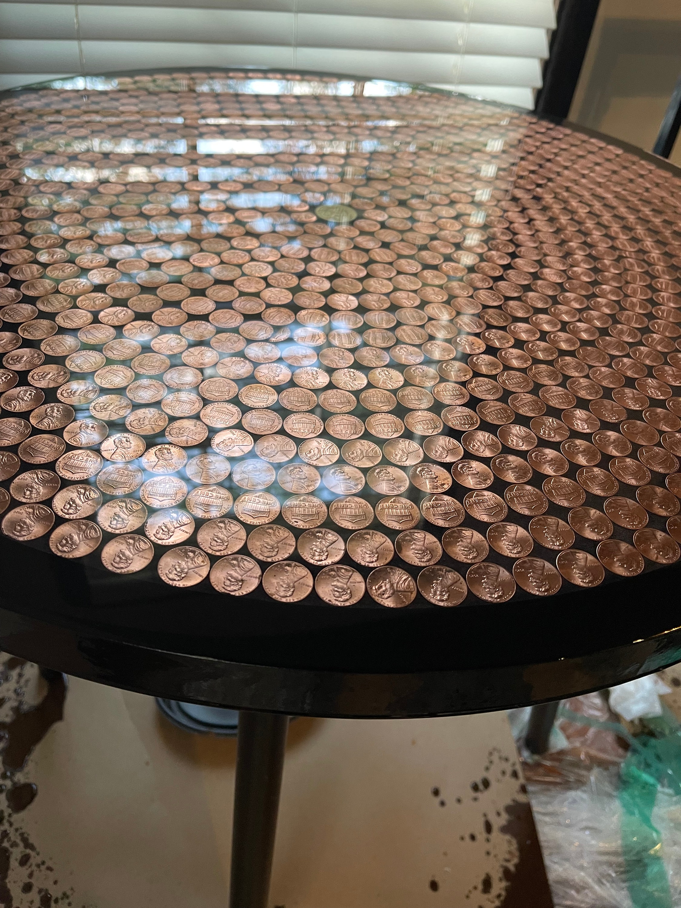 Stunning Penny Tiled Bistro Table Encased in Resin/epoxy - Etsy