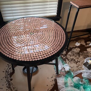 Stunning Penny Tiled Bistro Table Encased in Resin/epoxy - Etsy