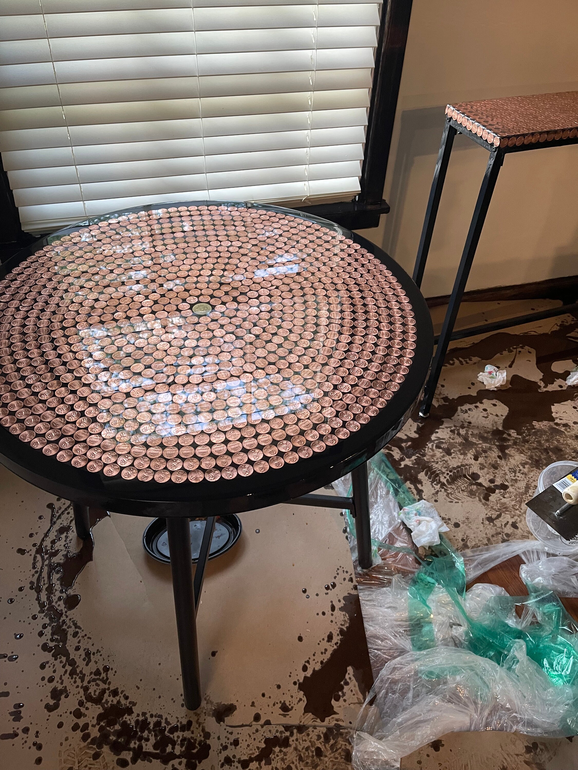 Stunning Penny Tiled Bistro Table Encased in Resin/epoxy - Etsy