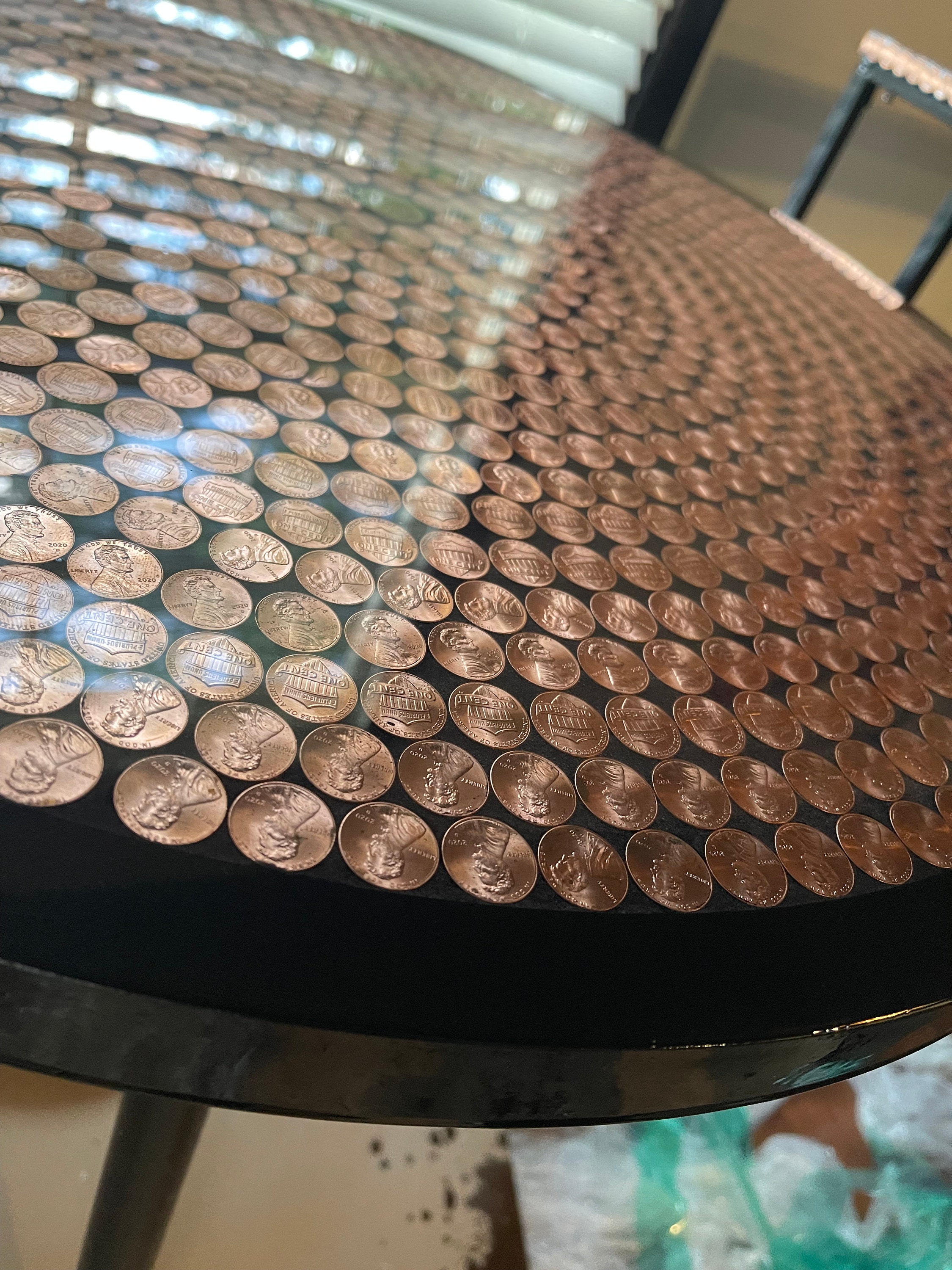 Stunning Penny Tiled Bistro Table Encased in Resin/epoxy - Etsy